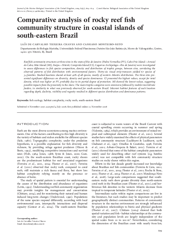 (PDF) Comparative analysis of rocky reef fish community structure in ...
