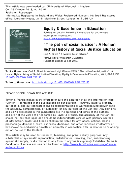 (PDF) "The path of social justice": A Human Rights History of Social ...