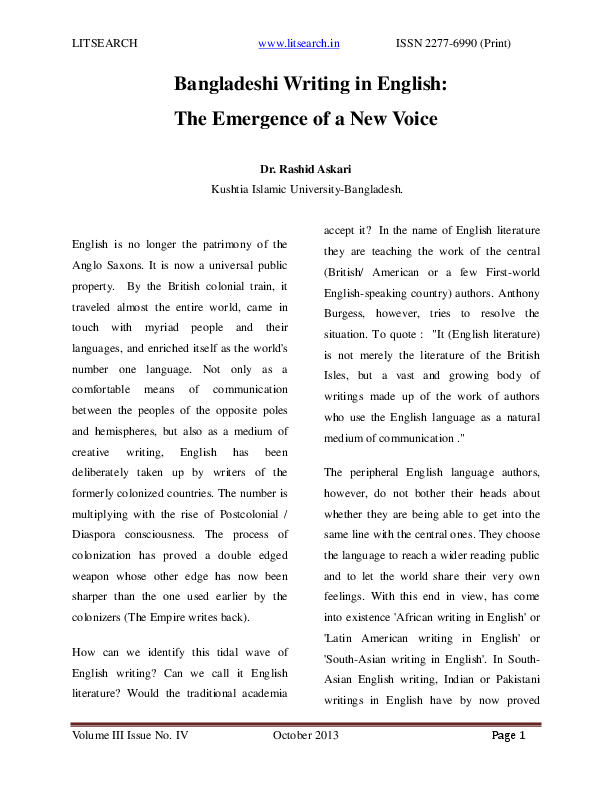 (PDF) Bangladeshi writing in English