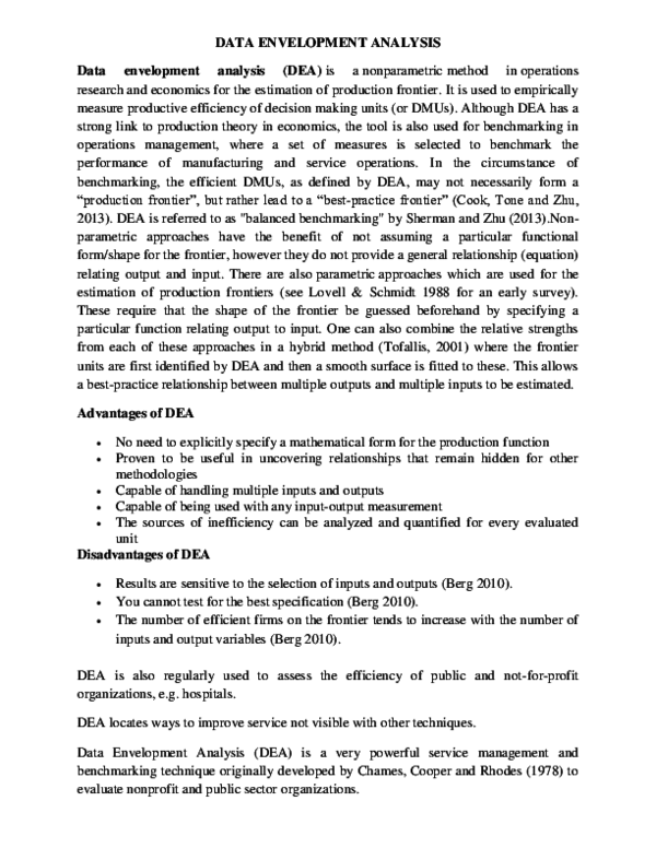 (DOC) DATA ENVELOPMENT ANALYSIS Data