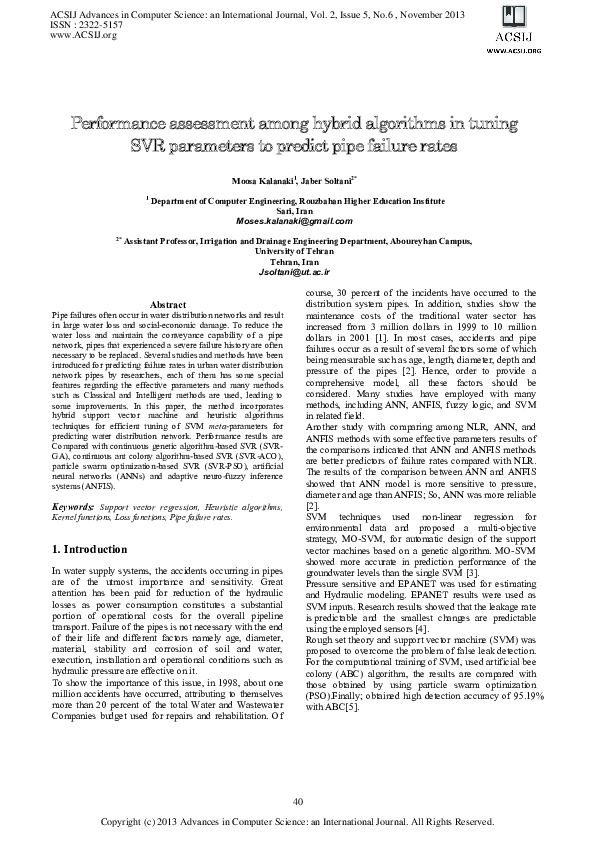 (PDF) Performance assessment among hybrid algorithms in tuning SVR parameters to predict pipe ...
