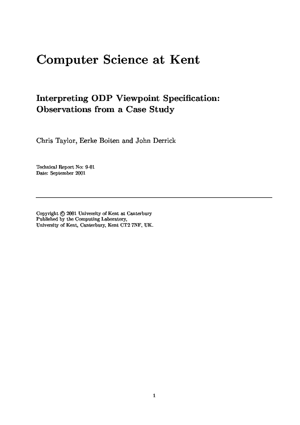 (PDF) Interpreting ODP Viewpoint Specification Observations From a Case ...