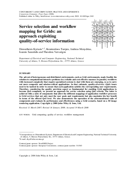 Pdf Service Selection And Workflow Mapping For Grids An Approach Exploiting Quality Of