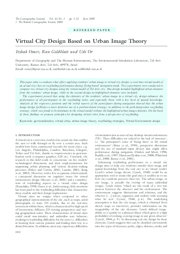 (PDF) Virtual City Design Based on Urban Image Theory