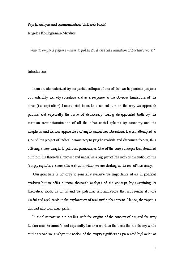 (PDF) Laclau Empty Signifiers