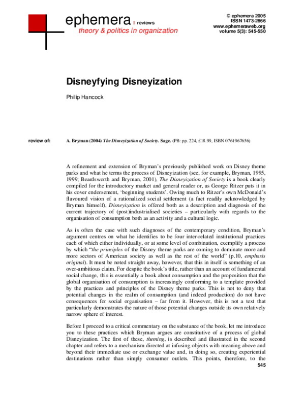 (PDF) Disneyfying Disneyization