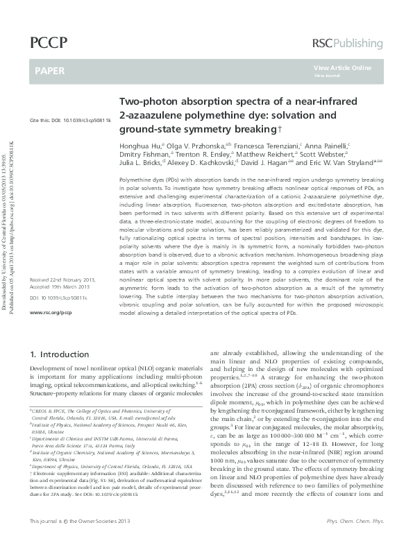 (PDF) Two-photon absorption spectra of a near-infrared 2-azaazulene ...