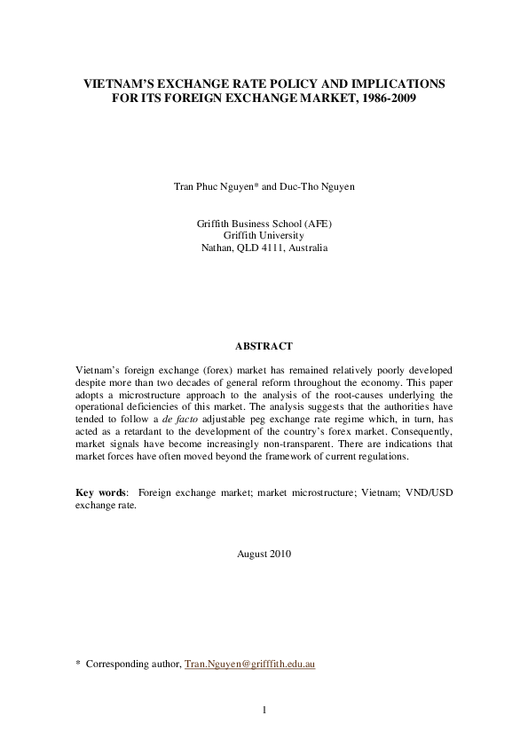 (PDF) VIETNAM'S EXCHANGE RATE POLICY AND IMPLICATIONS FOR ITS FOREIGN ...