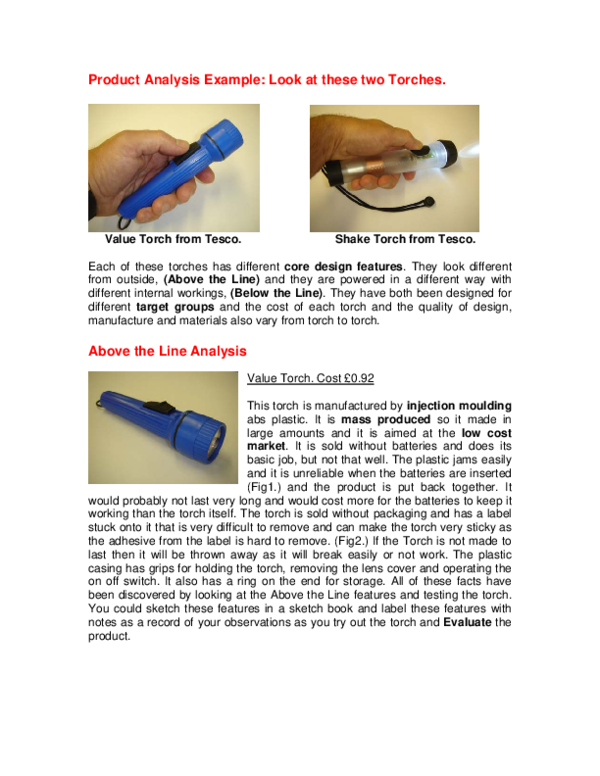 (PDF) Product Analysis GCSE Material example