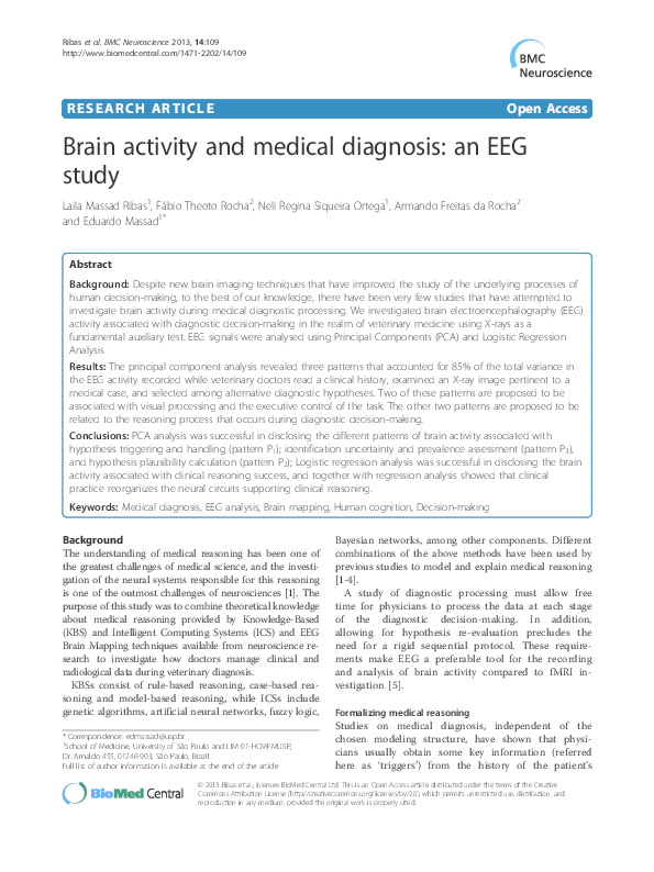 (PDF) R Brain activity and medical diagnosis: an EEG study