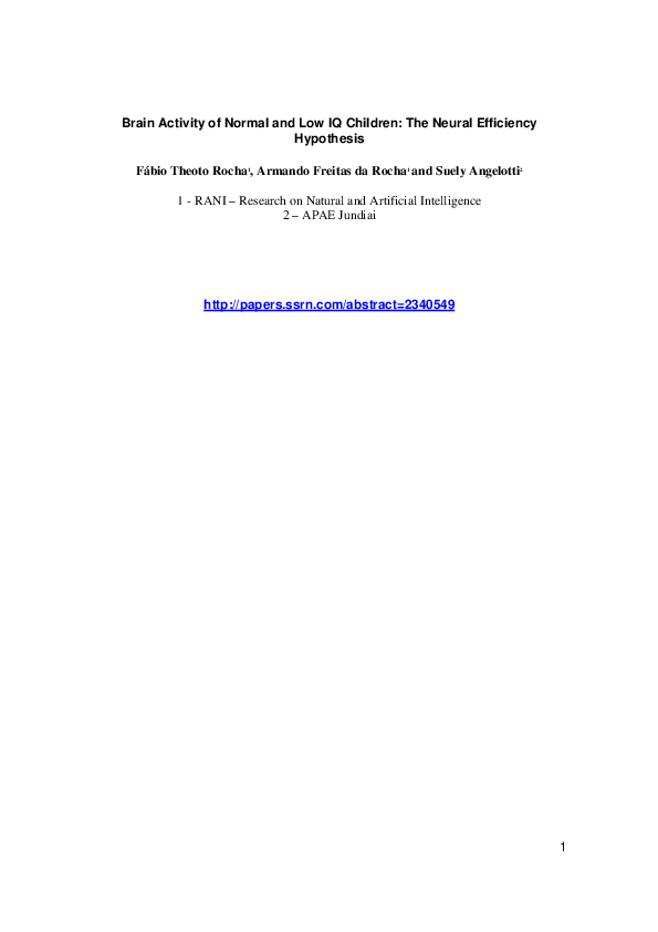 (PDF) Brain activity of Normal and Low IQ children: The neural ...
