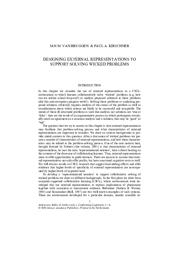 (PDF) Designing External Representations to Support Solving Wicked Problems