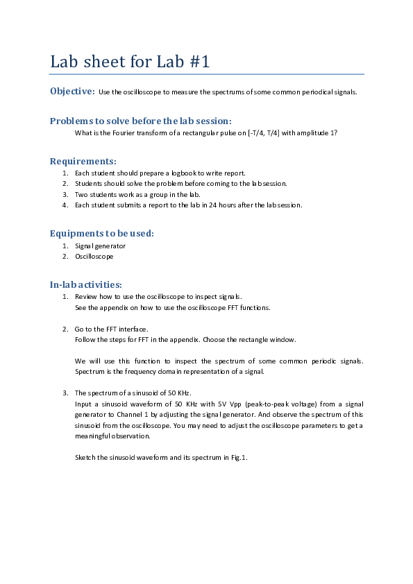 (PDF) Lab sheet for Lab #1