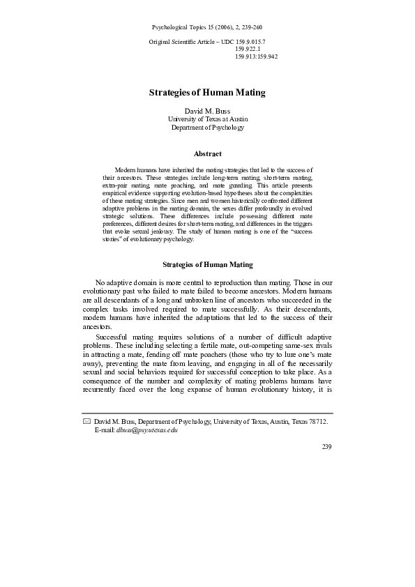 (PDF) Strategies of Human Mating