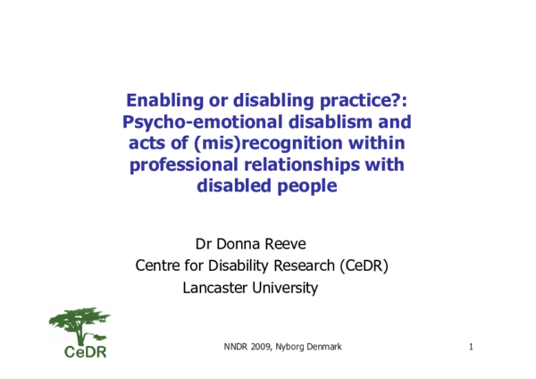 (PDF) Enabling or Disabling Practice?: Psycho-Emotional Disablism and ...