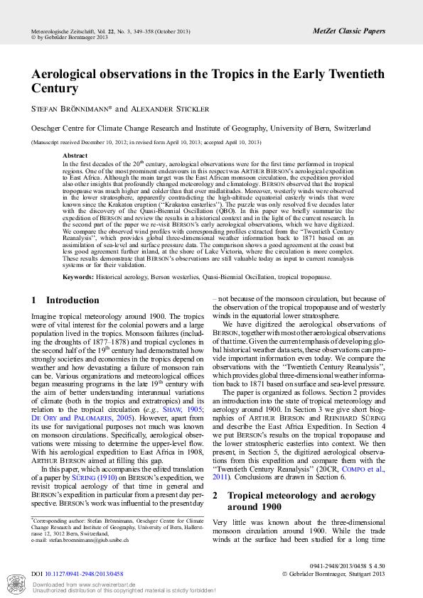 (PDF) Aerological observations in the Tropics in the Early Twentieth ...