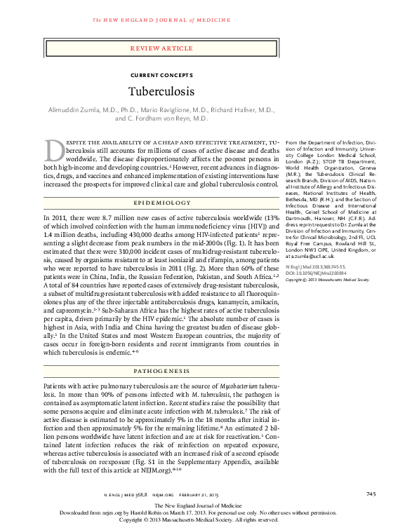 (PDF) T review article current concepts Tuberculosis