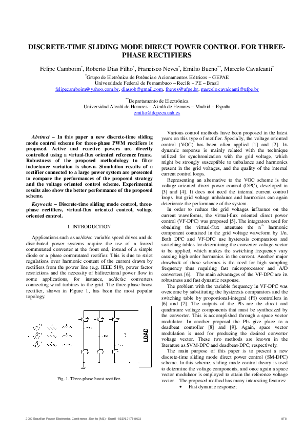(PDF) DISCRETE-TIME SLIDING MODE DIRECT POWER CONTROL FOR THREE-PHASE RECTIFIERS