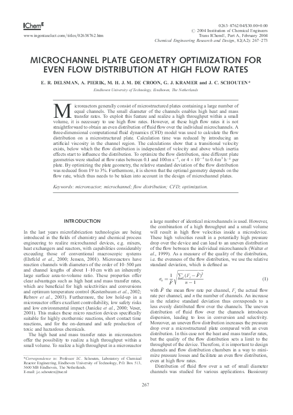 (PDF) MICROCHANNEL PLATE GEOMETRY OPTIMIZATION FOR EVEN FLOW ...