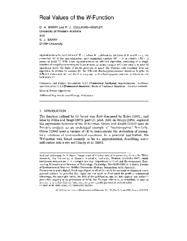 (PDF) Real values of the W -function