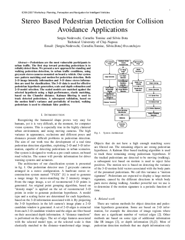 (PDF) Stereo-Based Pedestrian Detection for Collision-Avoidance Applications