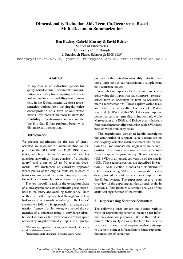 (PDF) Dimensionality Reduction Aids Term Co-Occurrence Based Multi ...