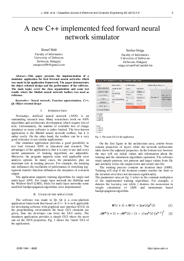 Pdf A New C Implemented Feed Forward Artificial Neural Network Simulator