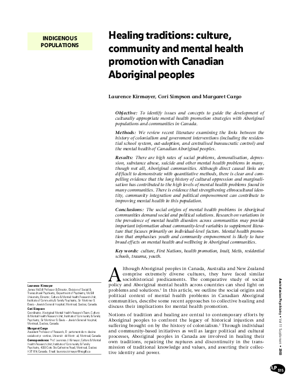 (PDF) Healing Traditions: Culture, Community and Mental Health ...
