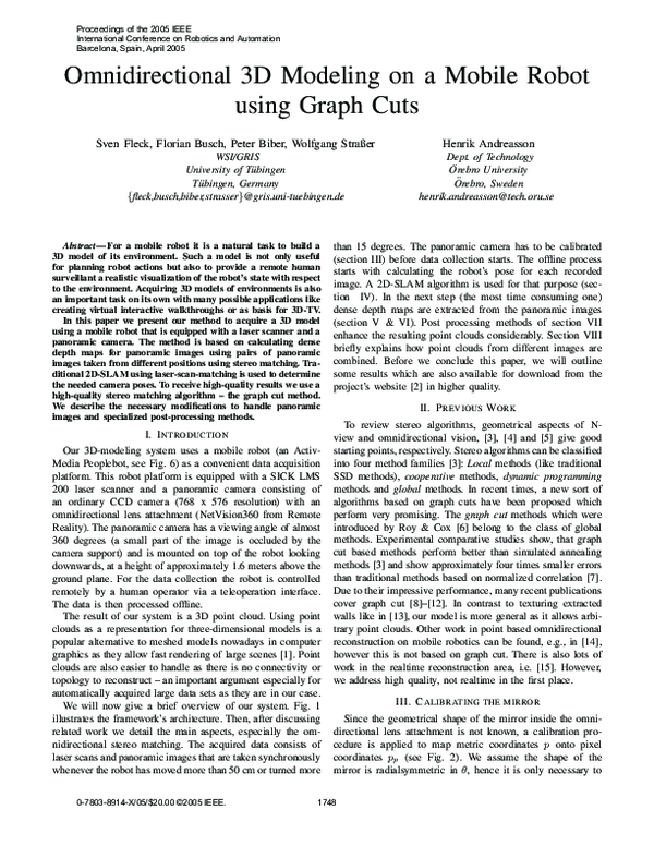 Pdf Omnidirectional 3d Modeling On A Mobile Robot Using Graph Cuts