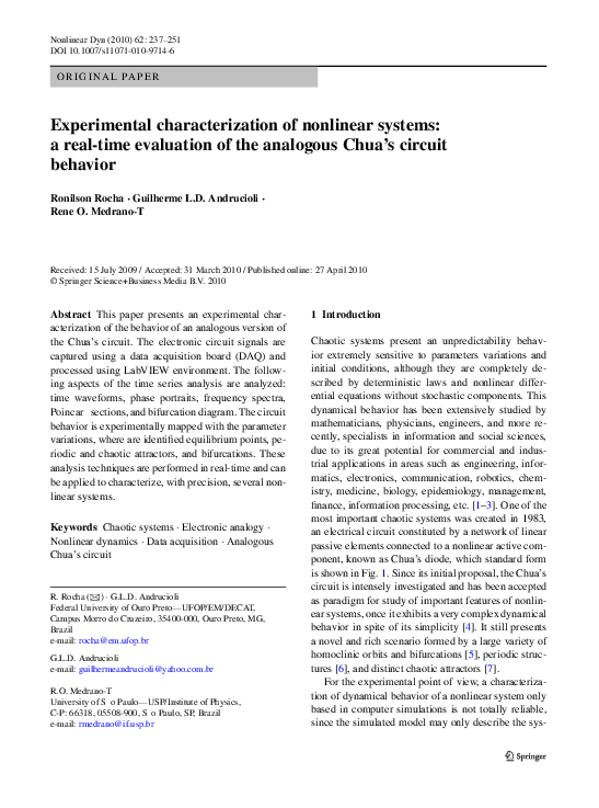 (PDF) Experimental characterization of nonlinear systems: a real-time evaluation of the ...