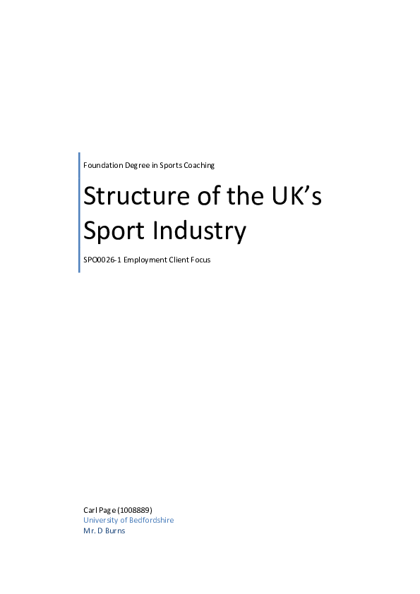 (PDF) Structure of the UK’s Sport Industry