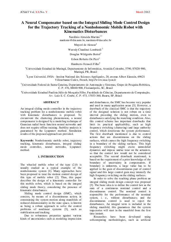 (PDF) A Neural Compensator based on the Integral Sliding Mode Control Design for the Trajectory ...