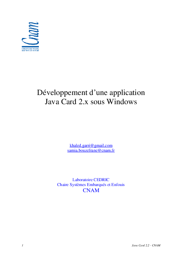 (PDF) Tutoriel Java Card