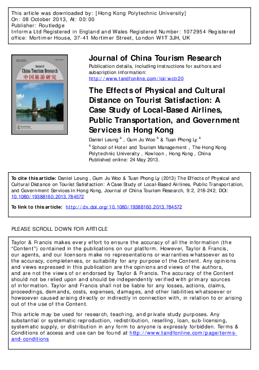 (PDF) The effects of physical and cultural distance on tourist ...