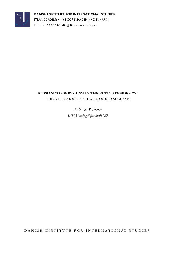 (PDF) RUSSIAN CONSERVATISM IN THE PUTIN PRESIDENCY