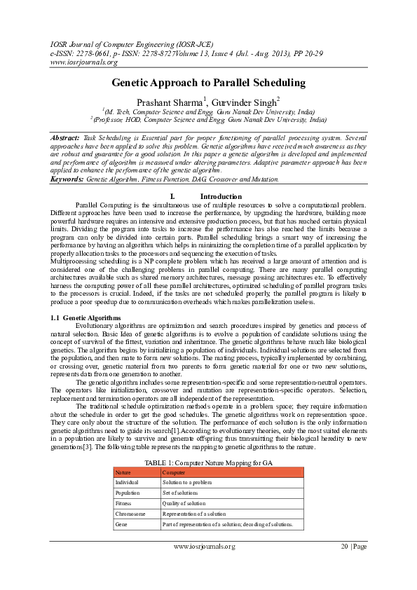 (PDF) Genetic Approach to Parallel Scheduling