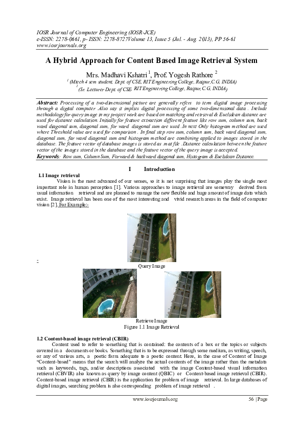 (PDF) A Hybrid Approach for Content Based Image Retrieval System | IOSR Journals - Academia.edu