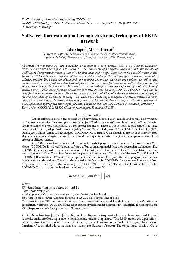 (PDF) Software effort estimation through clustering techniques of RBFN network