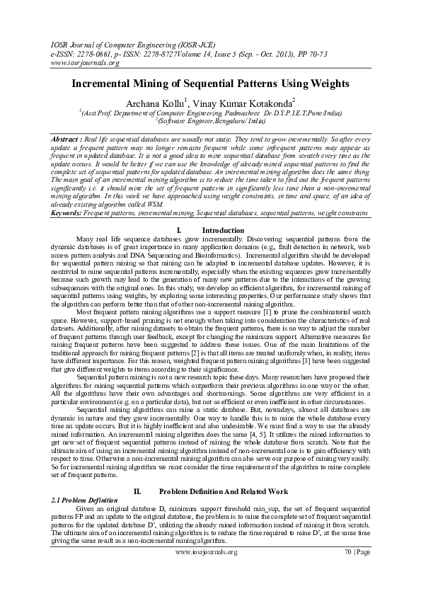 (PDF) Incremental Mining of Sequential Patterns Using Weights
