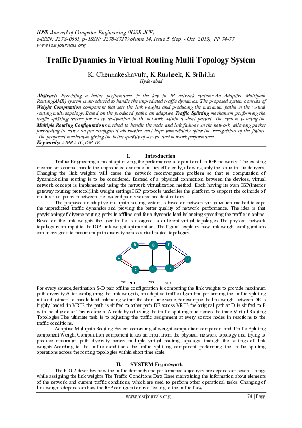 Pdf Traffic Dynamics In Virtual Routing Multi Topology System