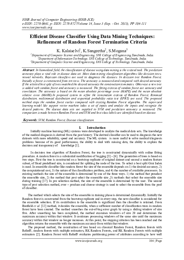 (PDF) Efficient Disease Classifier Using Data Mining Techniques: Refinement of Random Forest ...