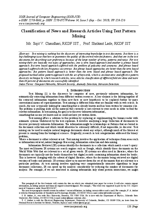 (PDF) Classification of News and Research Articles Using Text Pattern ...