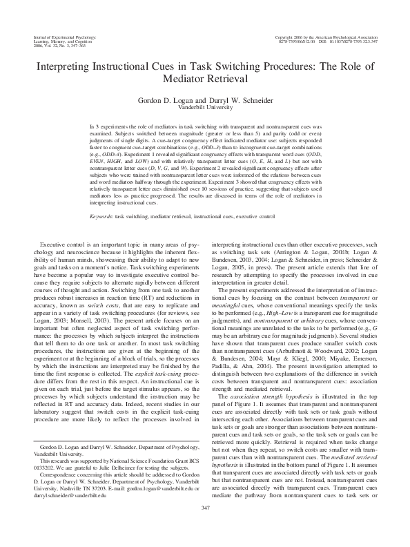 (PDF) Interpreting Instructional Cues In Task Switching Procedures: The Role of Mediator Retrieval.