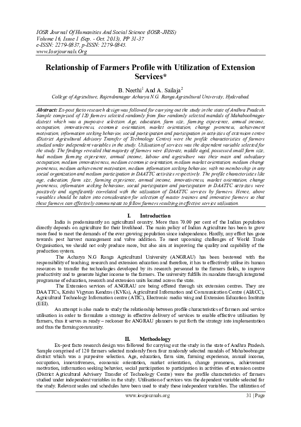 (PDF) Relationship of Farmers Profile with Utilization of Extension ...