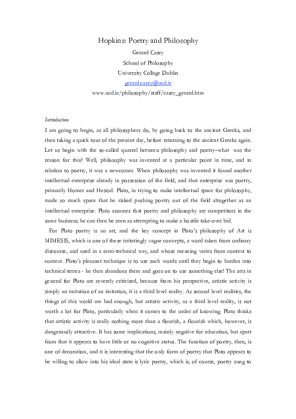 (PDF) Hopkins: Poetry and Philosophy
