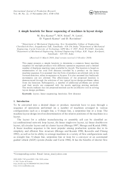 Pdf A Simple Heuristic For Linear Sequencing Of Machines In Layout Design