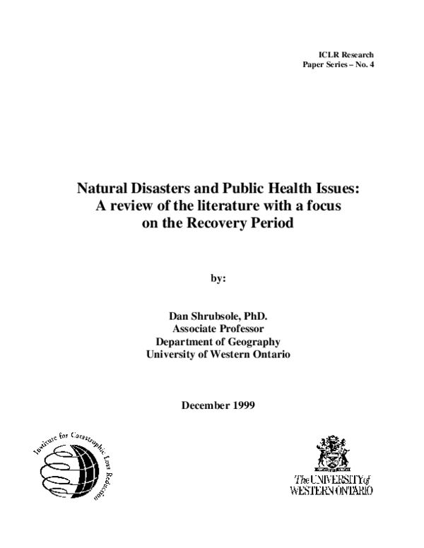 (PDF) Natural Disasters and Public Health Issues: A Review of the ...