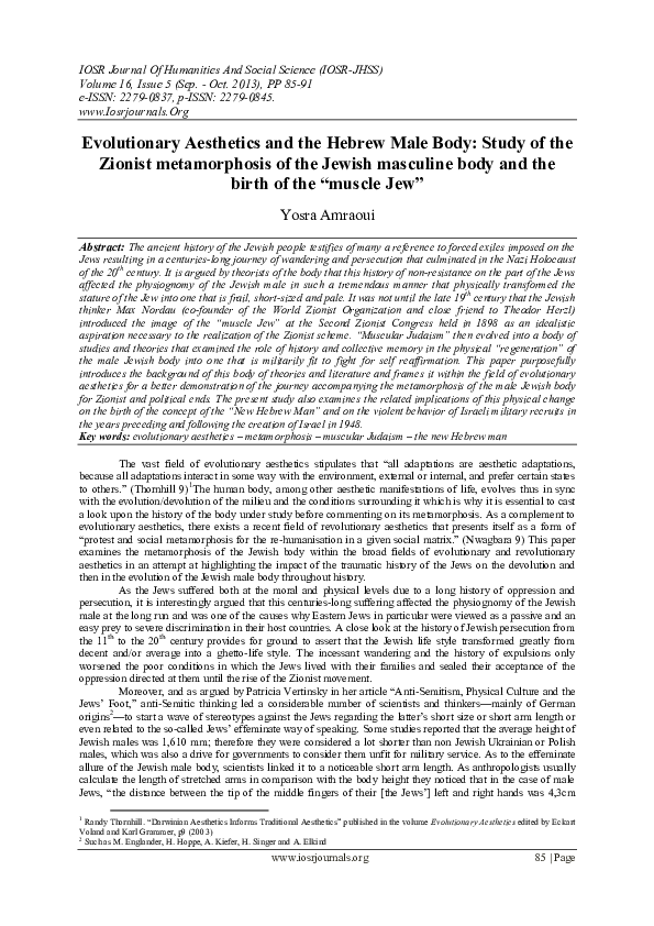 (PDF) Evolutionary Aesthetics and the Hebrew Male Body: Study of the ...