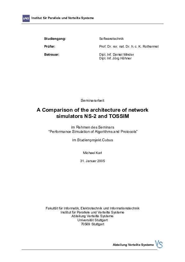 (PDF) A Comparison of the architecture of network simulators NS-2 and TOSSIM im Rahmen des ...