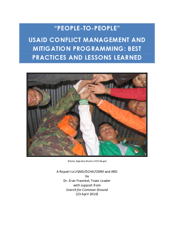 (PDF) "PEOPLE-TO-PEOPLE" USAID CONFLICT MANAGEMENT AND MITIGATION ...